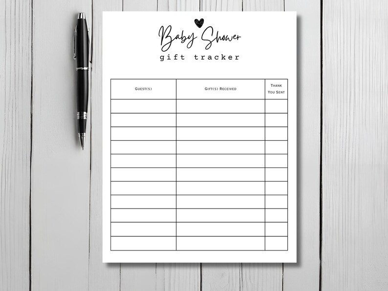 Baby Shower Gift Tracker, Printable Gift Log, Simple Gift List, Gift ...