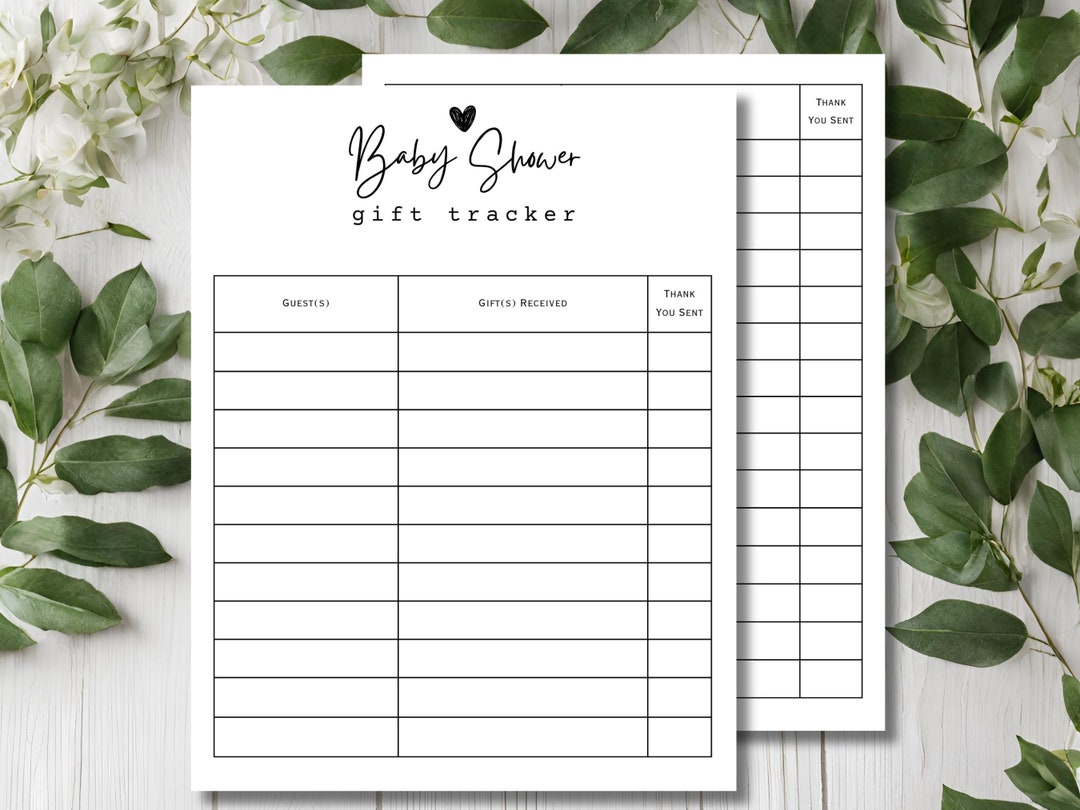 Baby Shower Gift Tracker, Printable Gift Log, Simple Gift List, Gift ...