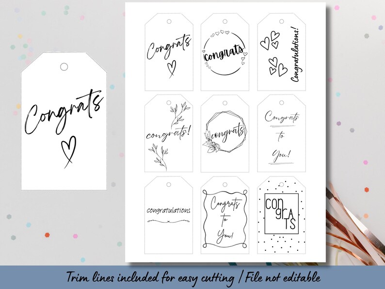 Congratulations Gift Tags - Printable Congrats Designs (PDF) - Etsy