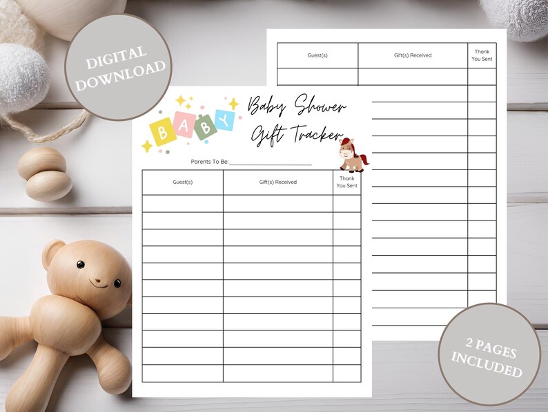Baby Shower Gift Tracker, Printable Gift Log, Simple Gift List, Gift ...