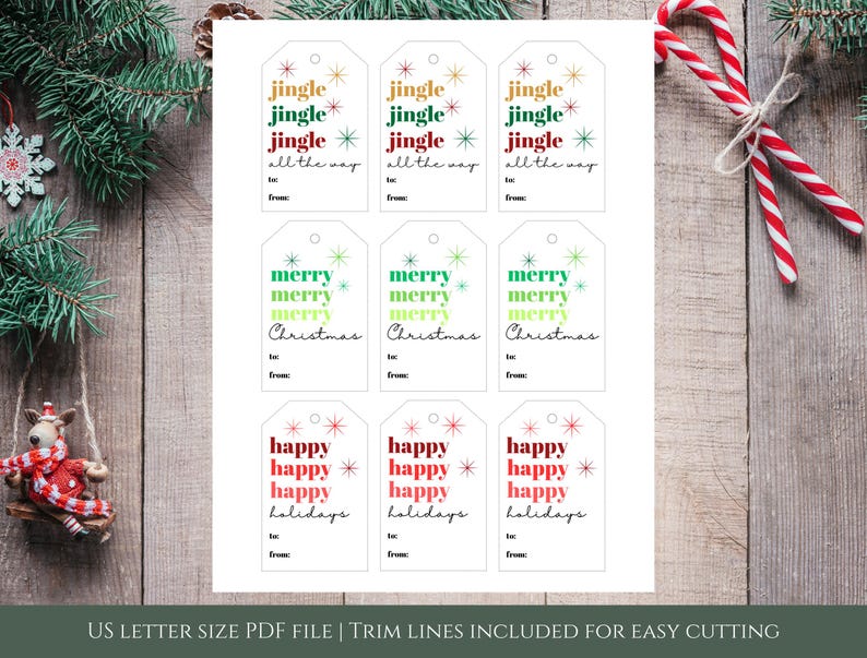 Christmas Gift Tags, Printable Gift Tags, Name Tag, Christmas Present ...