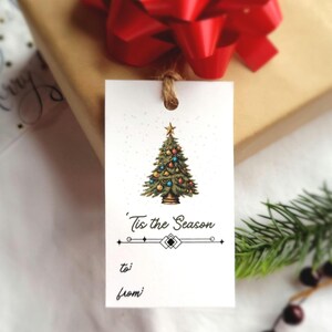 Printable Vintage Christmas Gift Tags, Retro Holiday Favor Tags ...