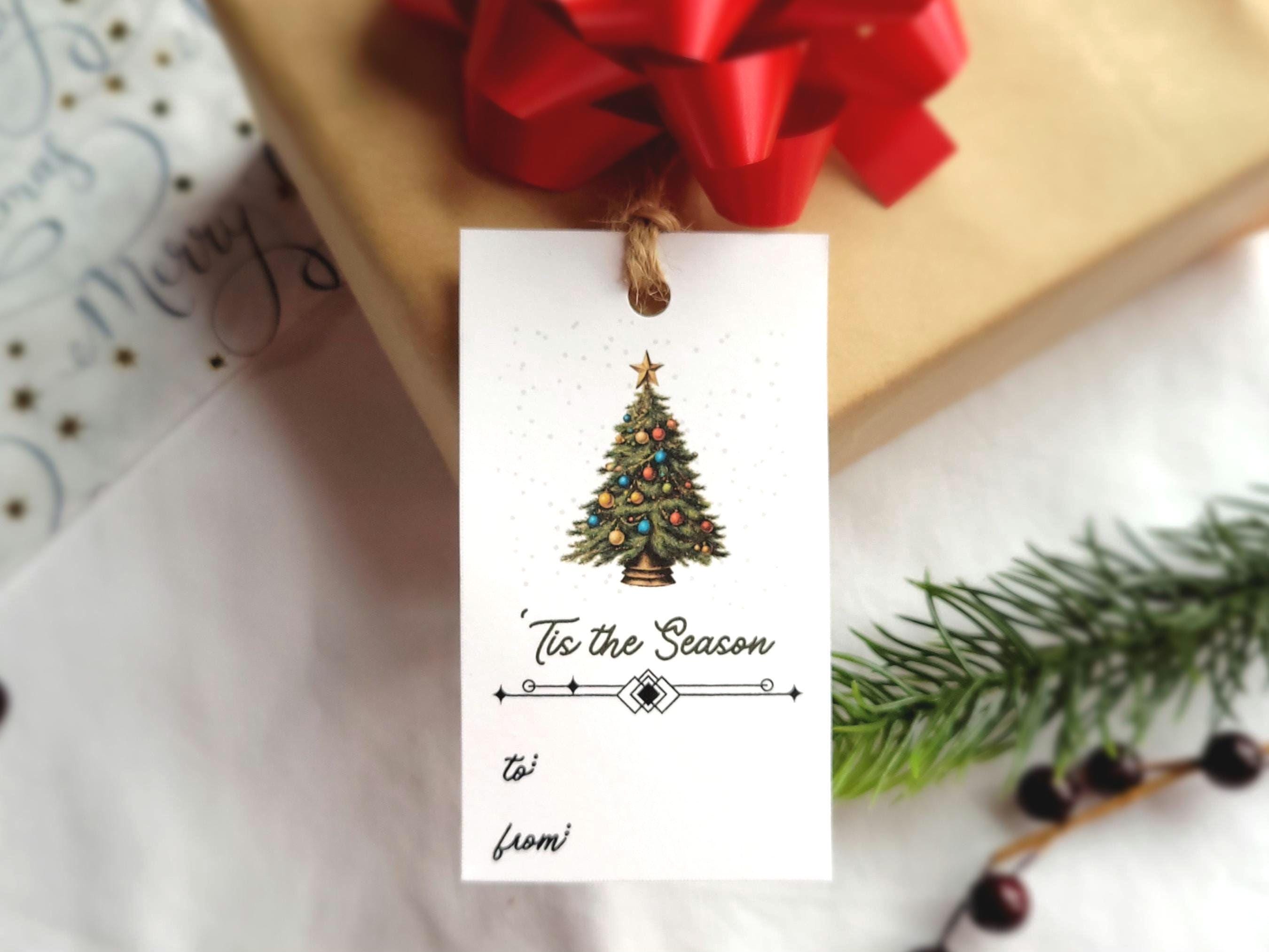 Printable Vintage Christmas Gift Tags, Retro Holiday Favor Tags ...
