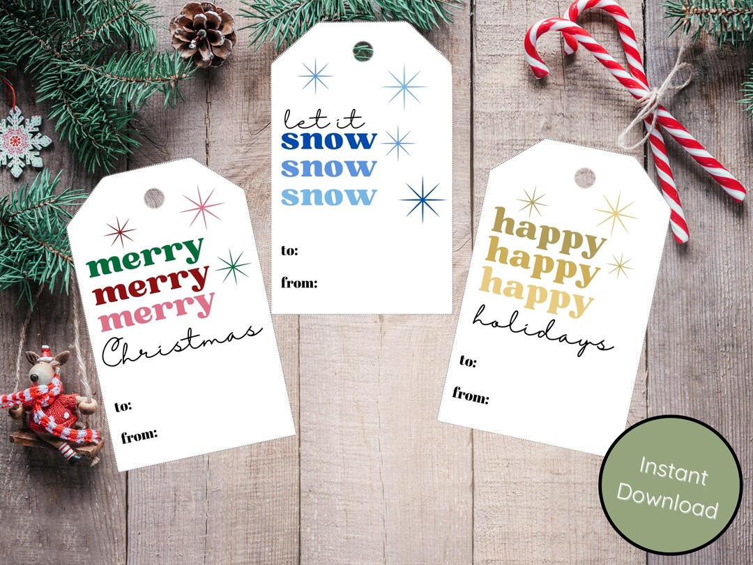Christmas Gift Tags Printable, Christmas Present Name Tags, Gift Label ...