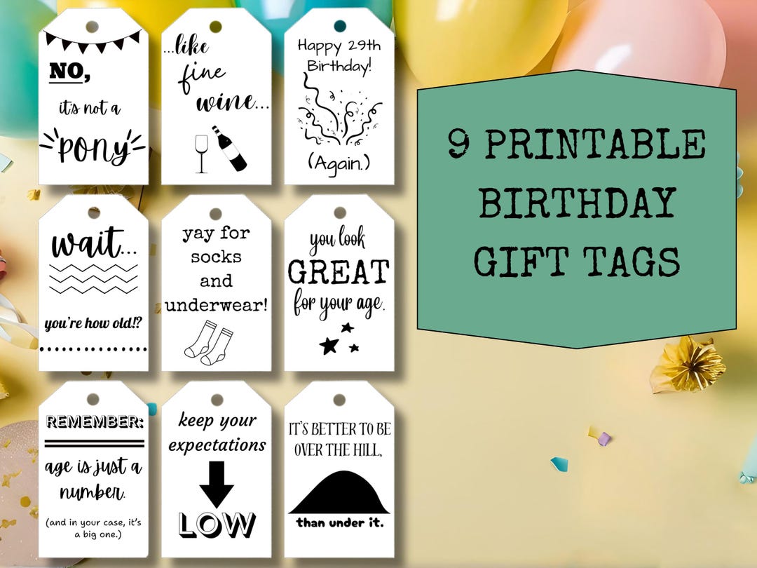 Funny Birthday Gift Tags, Printable Sarcastic Gift Tags, Birthday Gift ...
