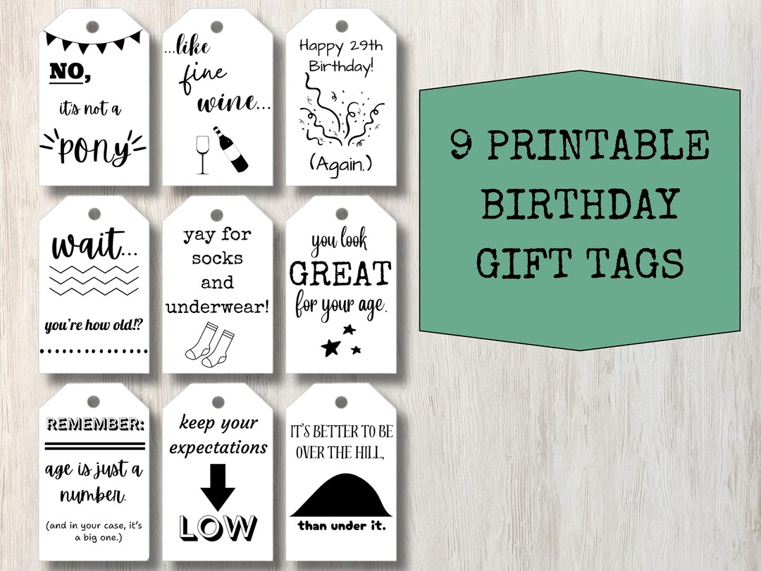Funny Birthday Gift Tags, Printable Sarcastic Gift Tags, Birthday Gift ...