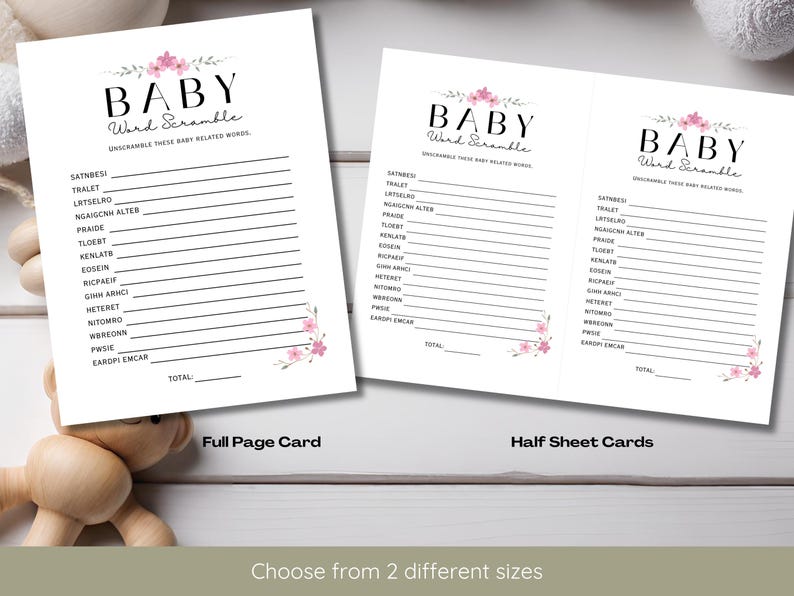 Baby Word Scramble Game, Printable Pink Baby Shower Game, Flower Baby ...