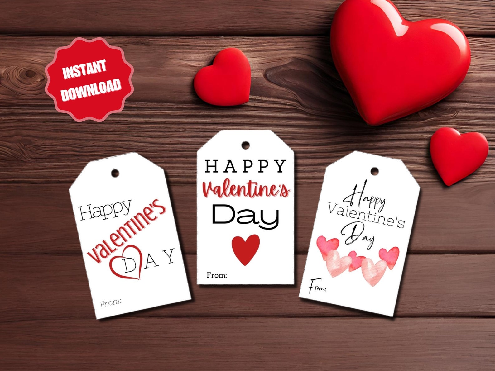 Valentine's Day Gift Tags, Gift Label, Hearts Gift Tag, Printable Gift ...