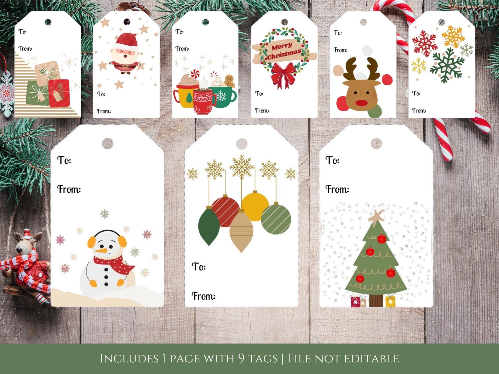 Christmas Gift Tags Printable, Gift Label, Christmas Present Name Tag ...