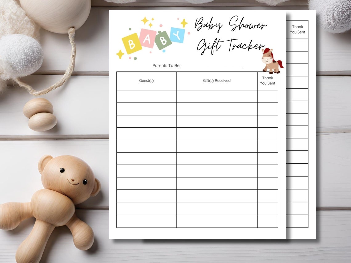 Cute Baby Shower Gift Tracker, Printable Gift Log, Simple Gift List ...