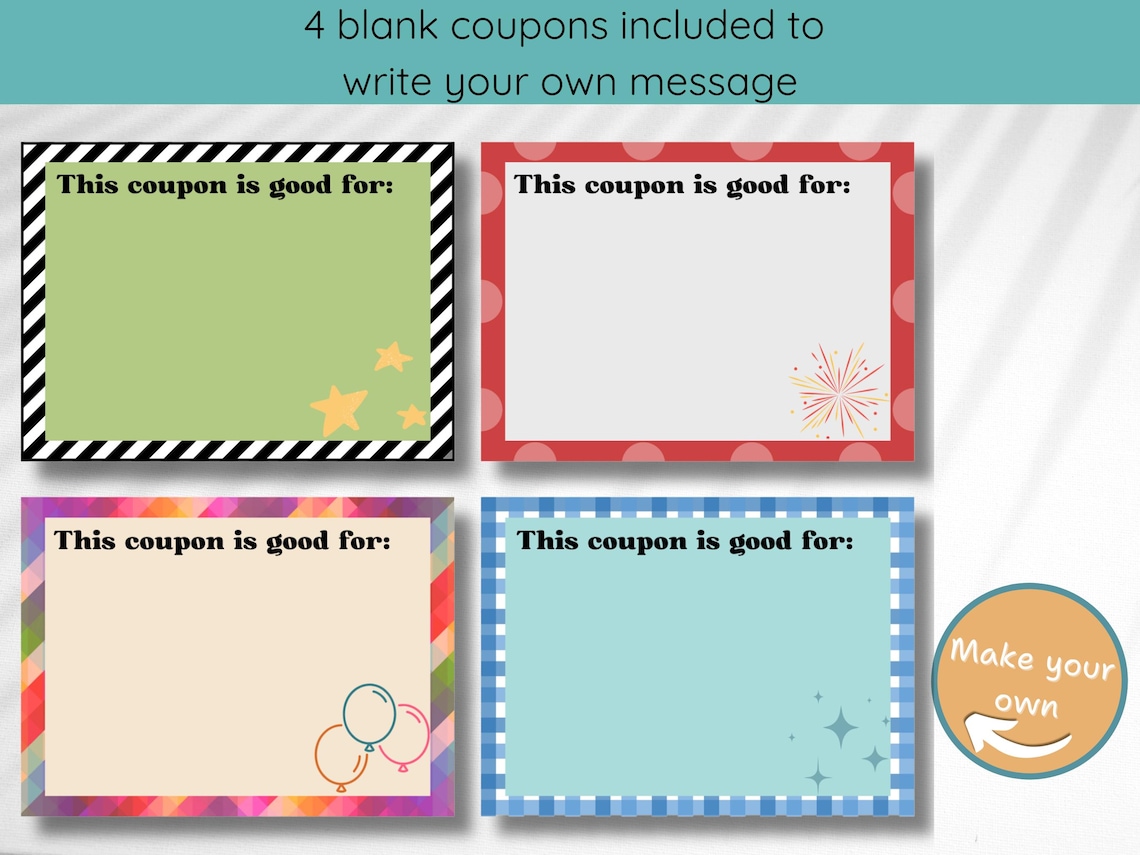 Printable Kids Reward Coupons: Chore & Behavior Vouchers (instant ...