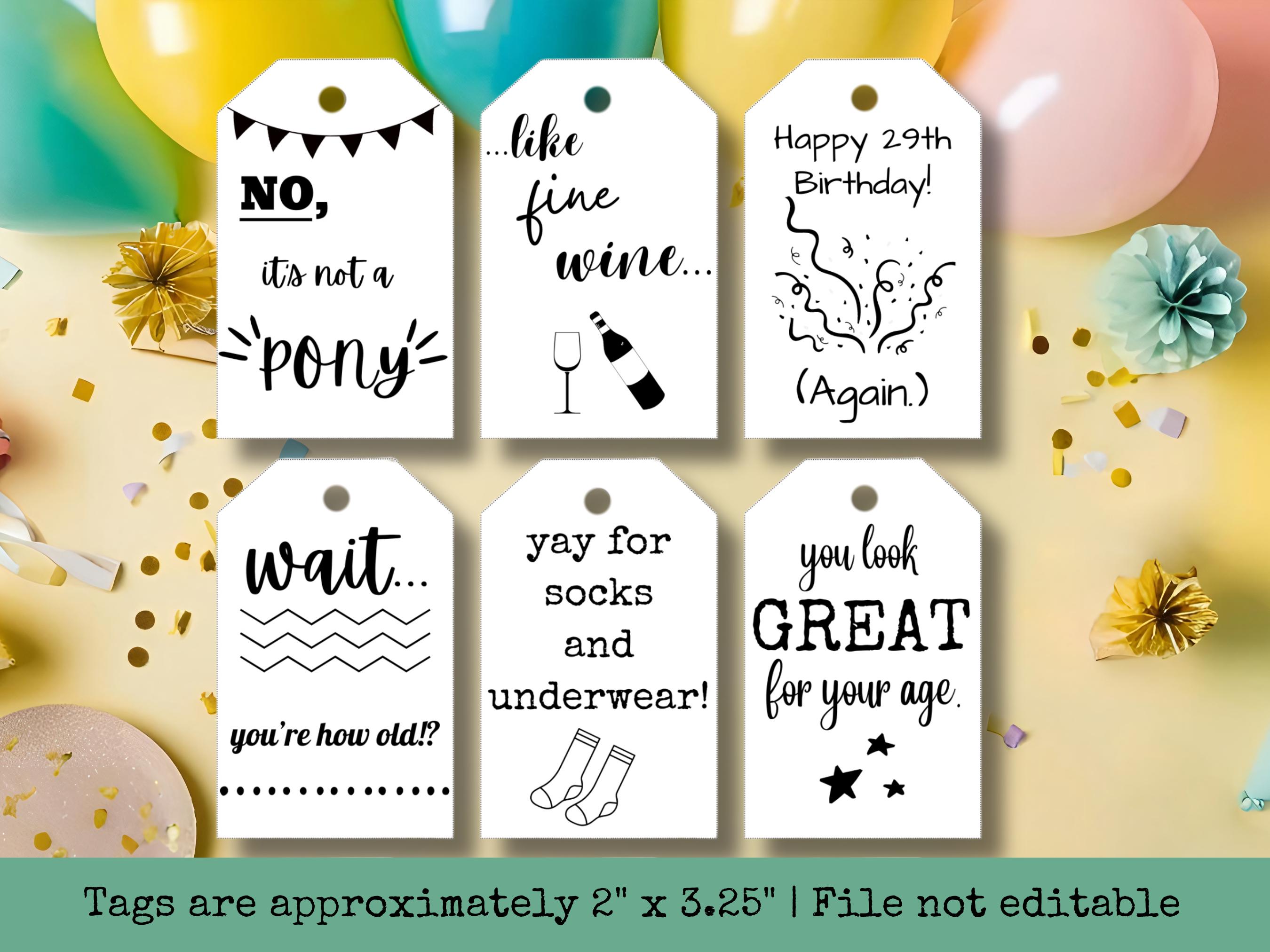 Funny Birthday Gift Tags, Printable Sarcastic Gift Tags, Birthday Gift ...