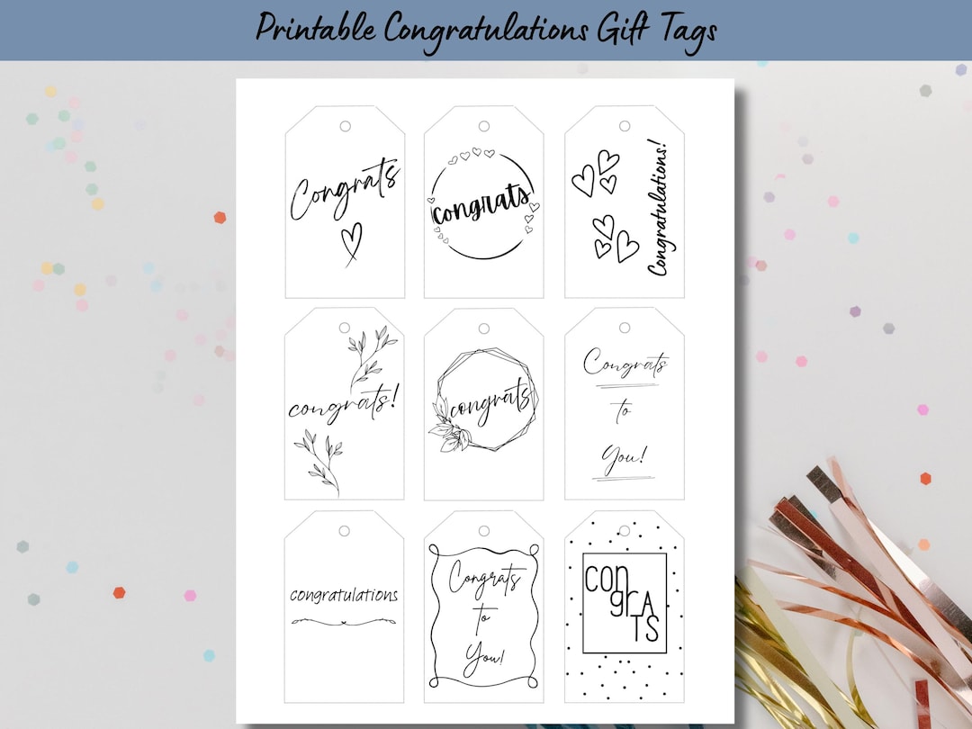 Congratulations Gift Tags - Printable Congrats Designs (PDF) - Etsy