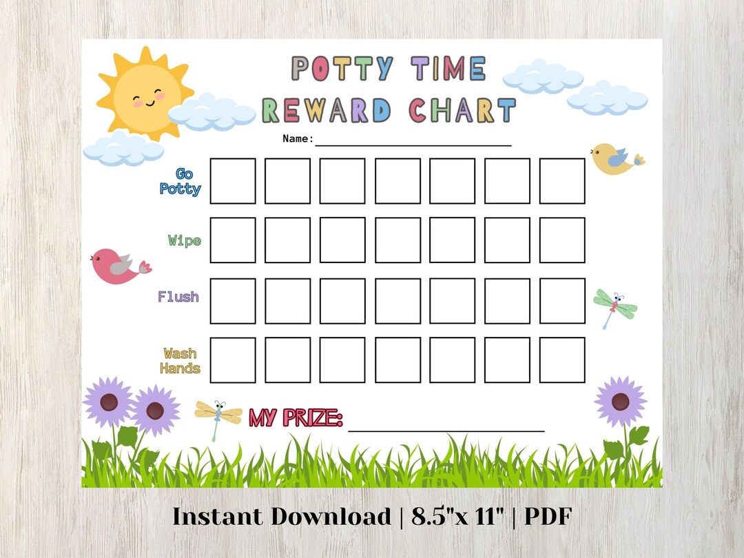 Potty Training Reward Chart, Sticker Chart, Prize Log, Toddlers, Kids ...