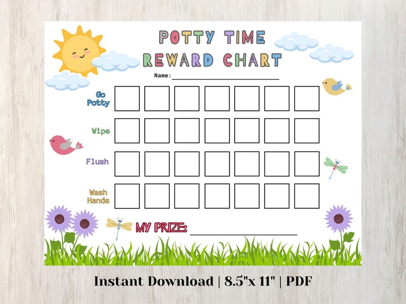 Potty Training Reward Chart, Reward Game, Sticker Chart, Toddlers, Kids ...