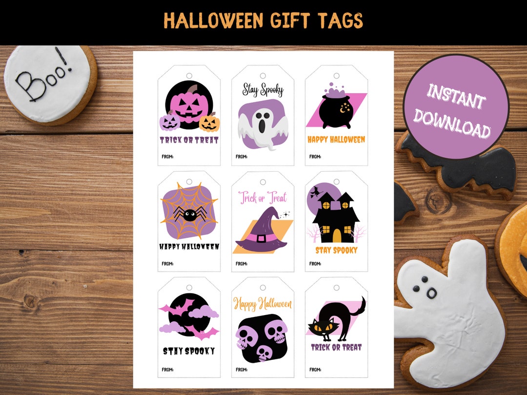 Halloween Treat Bag Gift Tags, Printable Pastel Halloween Gift Tags ...