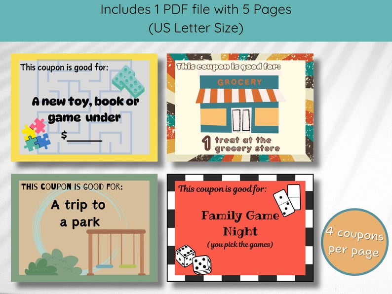 Printable Kids Reward Coupons: Chore & Behavior Vouchers (instant ...