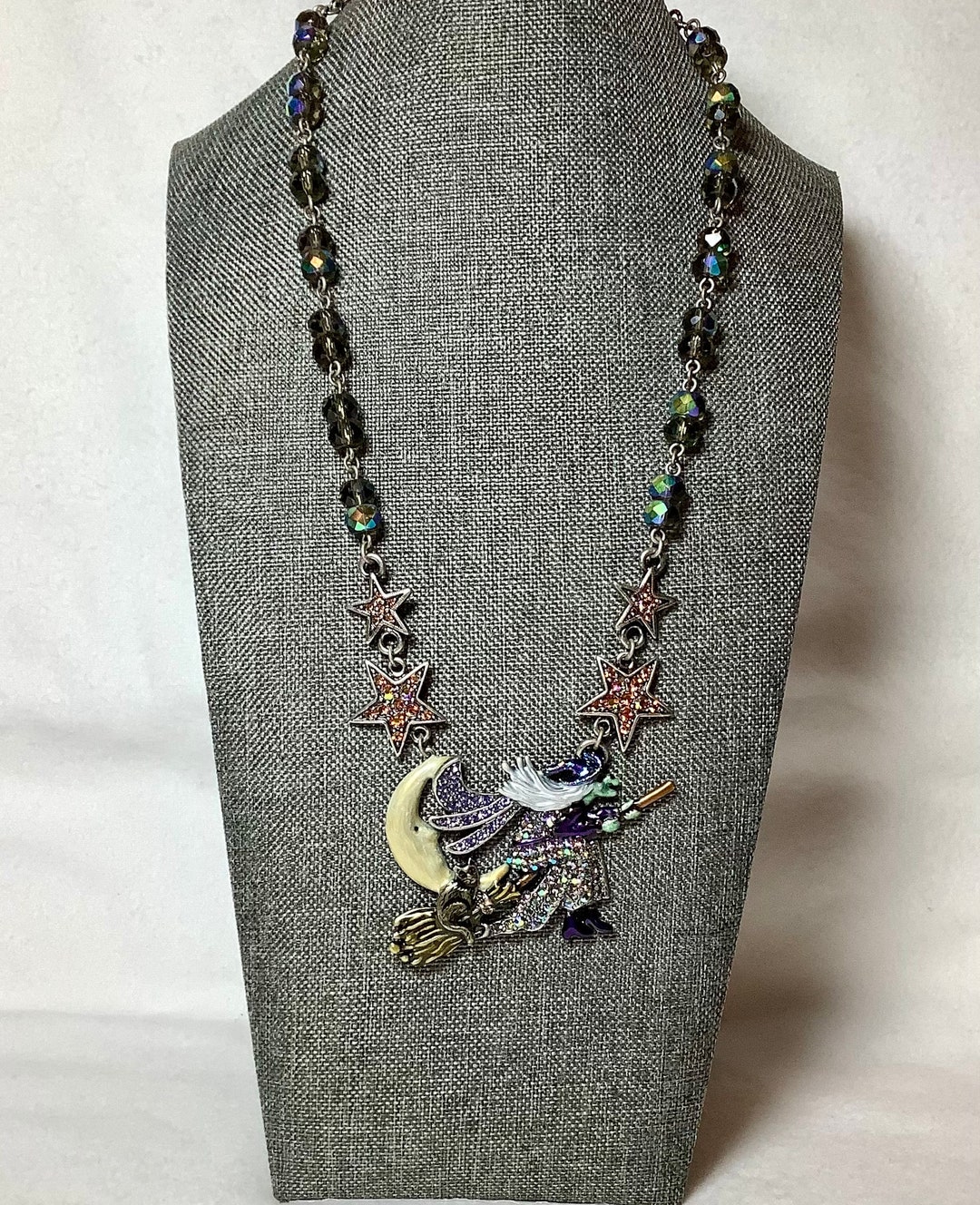 Kirks Folly Rhinestone Witch Necklace Signed Jewelry Retired Enamel ...