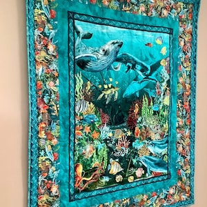 Whale Ocean Life Quilt Handmade Completed Finished Beach Underwater ...