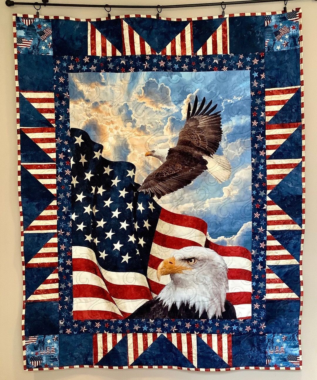 Custom Made to Order American Flag Quilt Quilted Blanket - Etsy