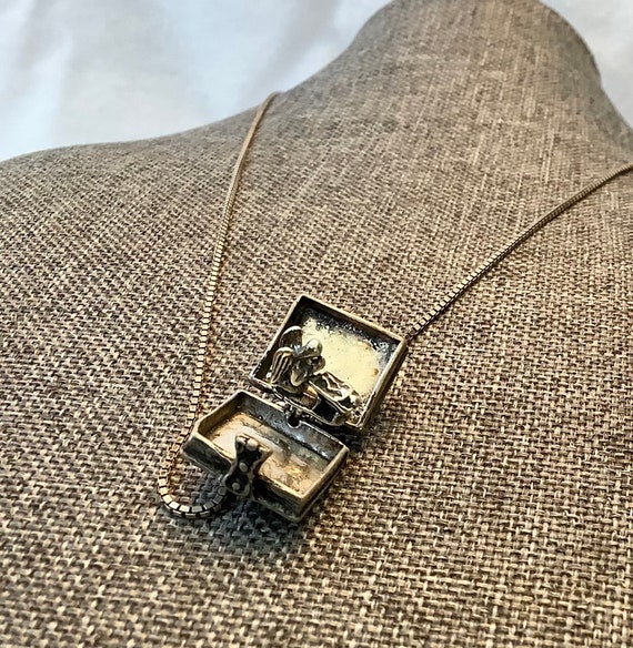 Vintage Silver Holy Bible Book Charm Pendant Necklace… - Gem