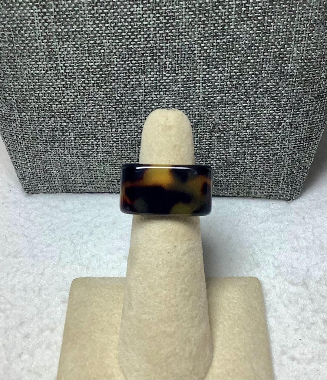 Vintage Faux Tortoiseshell Square Finger Ring Jewelry Chunky Thick Gold ...