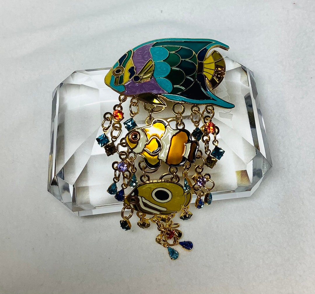 Vintage Lunch at the Ritz Fish Brooch Pin Signed Jewelry Large Tropical ...