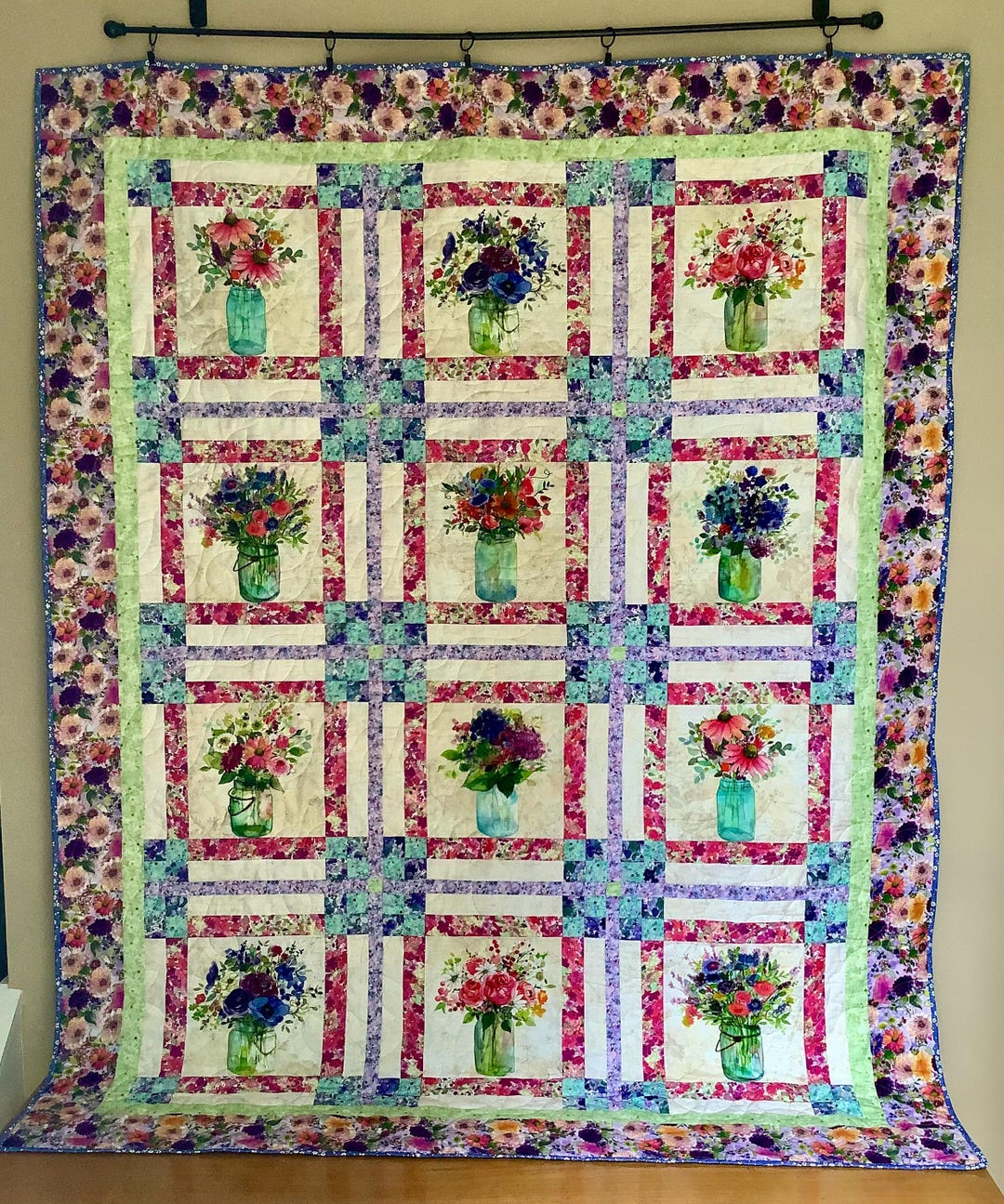Flower Vase Quilt Completed Finished Spring Summer Floral Bouquet ...