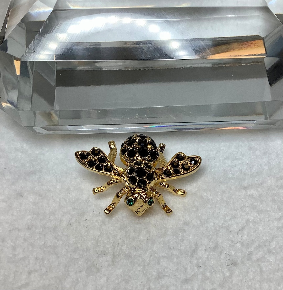 Vintage Joan Rivers Black Bumble Bee Brooch Pin Signed Jewelry Gold ...