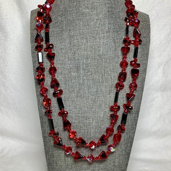 Red Black Necklace - Etsy