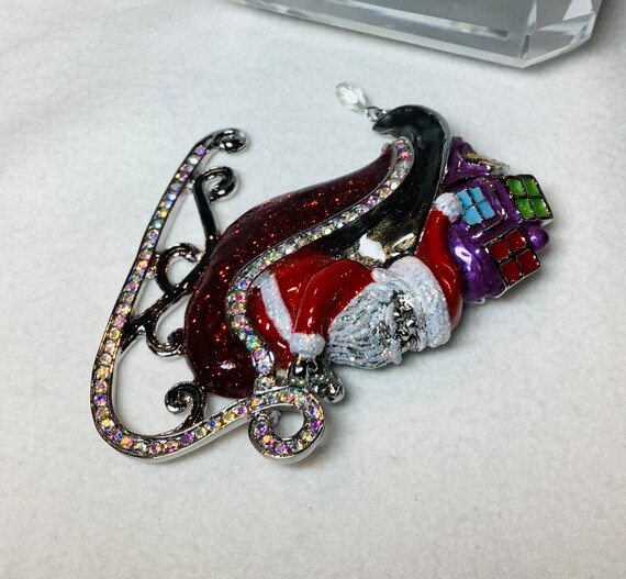 Kirks Folly Santa Claus Brooch Pin Signed Jewelry Ret… - Gem