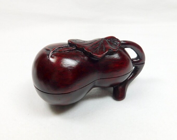 Vintage Chinese Rosewood Chayote Gourd Figurine Stash Box Hand Carved ...