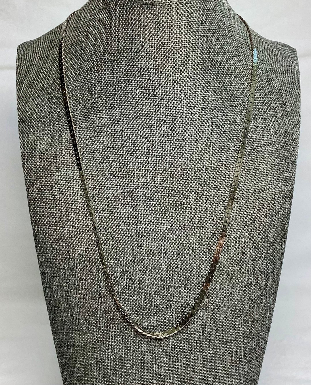 Vintage Silver Herringbone Chain Avon Necklace Signed Designer Jewelry ...