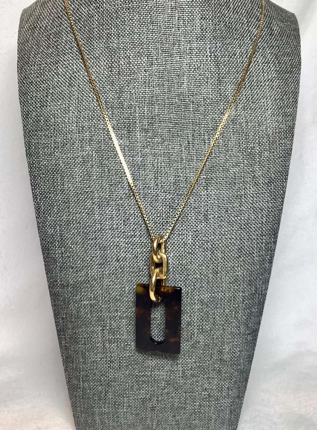 Vintage Faux Tortoiseshell Napier Pendant Necklace Signed Jewelry Long ...
