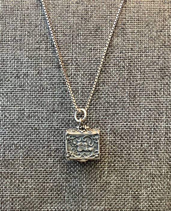 Vintage Silver Holy Bible Book Charm Pendant Necklace… - Gem