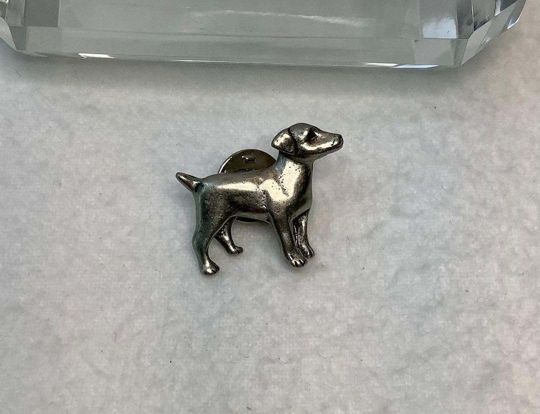 Vintage Pewter Dog Tack Pin Jewelry Brooch Silver Tone Puppy Pet Animal ...