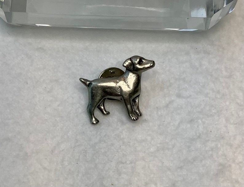 Vintage étain chien Tack broche bijoux broche ton argent chiot animal ...
