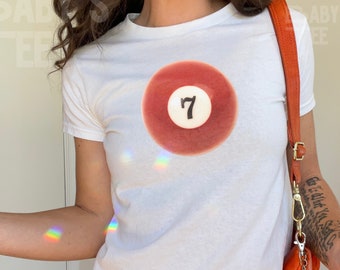 Y2k Pool Ball Graphic Baby Tee, Downtown Girl, Y2k Billiard Graphic ...