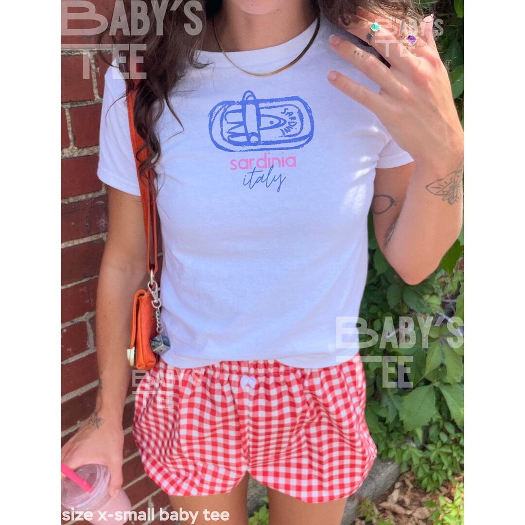 Euro Summer Baby Tee, Tinned Fish Shirt, Italian Aesthetic, Sardine ...