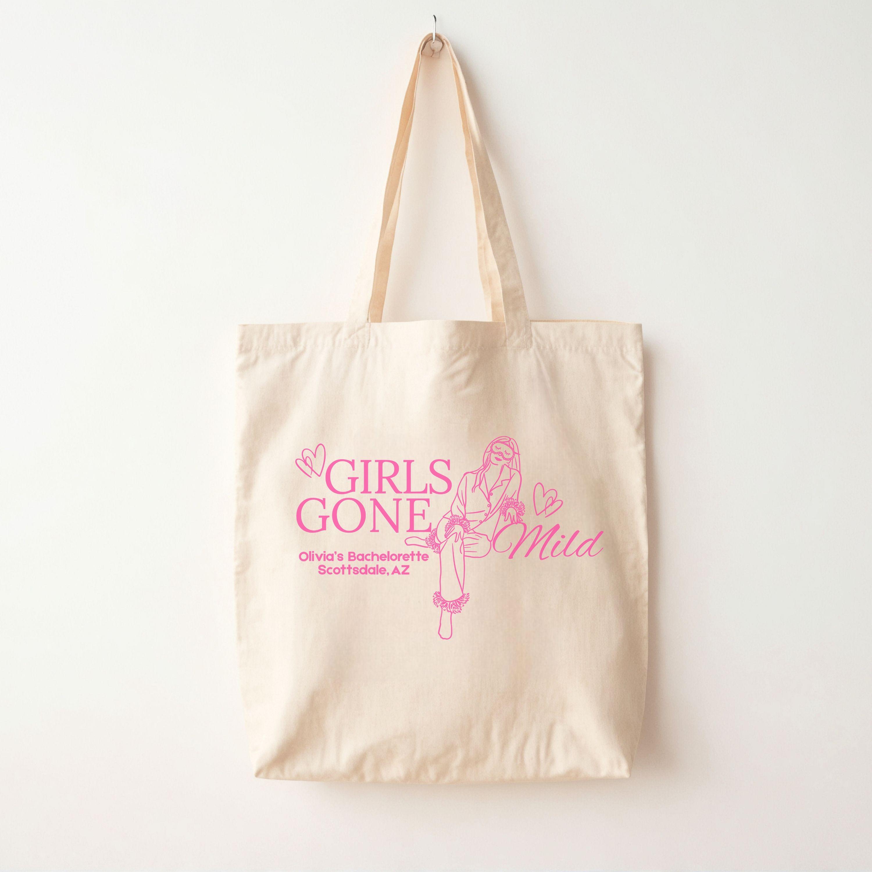 Girls Gone Mild Bachelorette Tote Bag, Custom Cotton Canvas Tote Bag ...
