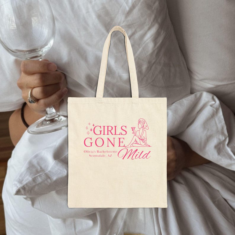 Girls Gone Mild Bachelorette Tote Bag, Custom Cotton Canvas Tote Bag ...