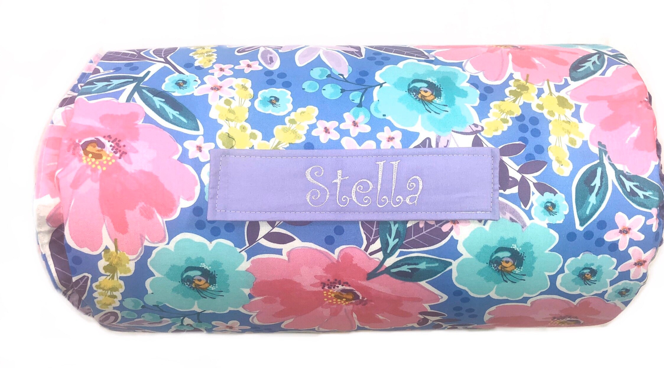 Blue & Pink floral preschool ultra-plush kids nap mat, personalized ...