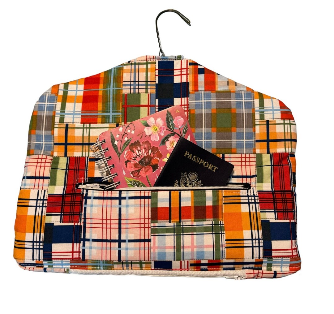 Hand-sewn Plaid Hanger Cover With Zipper Pouch - Etsy
