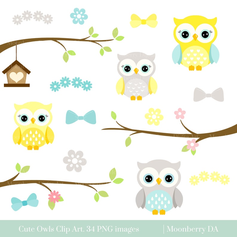 Owls Clipart 'CUTE OWL CLIPART' Digital Owls Clipart. - Etsy México