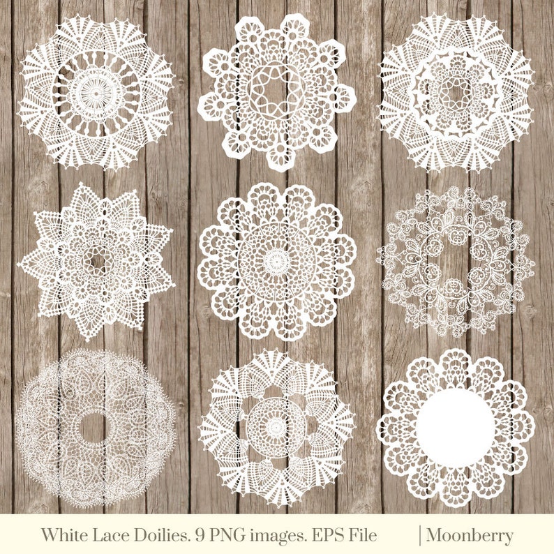 Vintage Lace Doilies Lace Doily Digital Clip Art Etsy