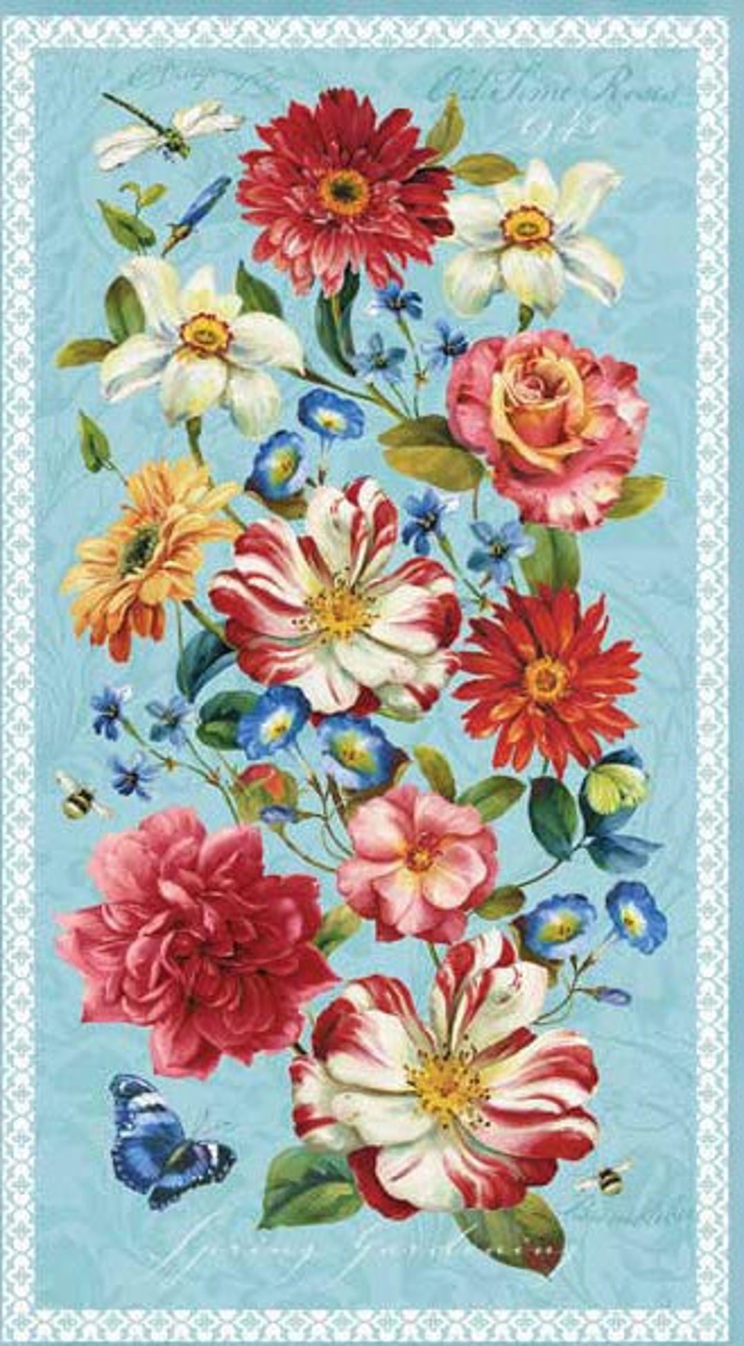 Rainbow Garden Cotton Panel -- Approximately 23" X 44" - Etsy