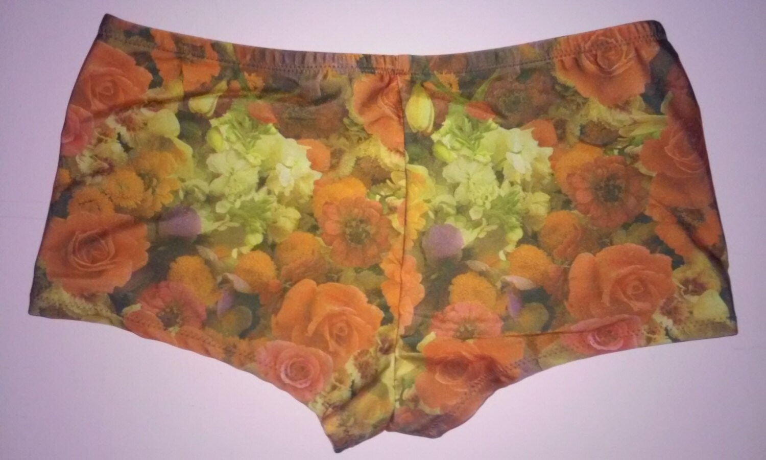 English Rose Swimsuit Booty Shorts Peach and Yellow Floral - Etsy