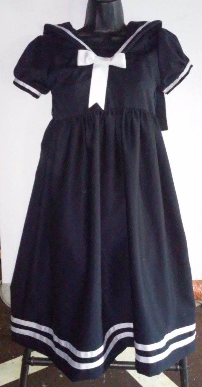 Girl's Sailor Dress Costume - 100% Wool Dress and Cap With Silk ...