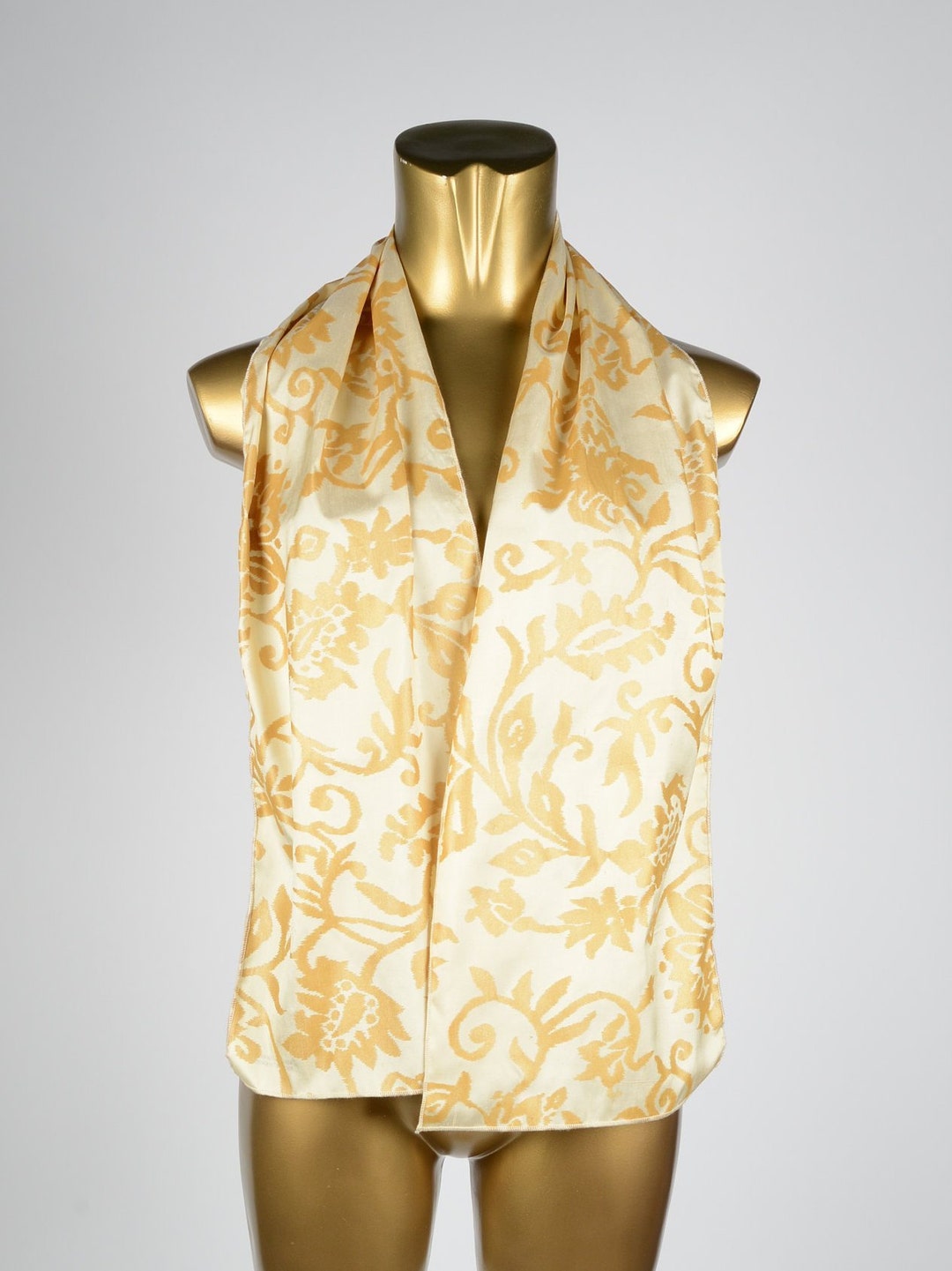 Gold Floral Ikat Print Silk Scarf - Etsy