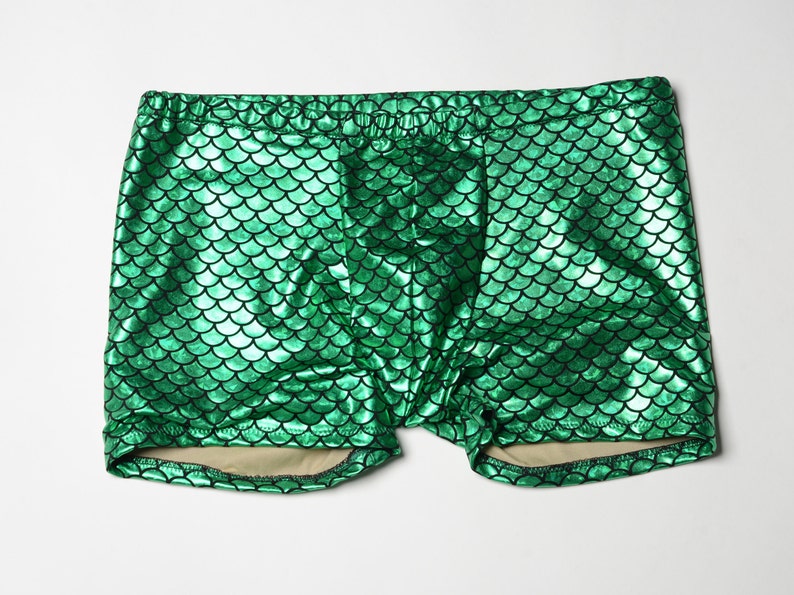 Aquaman Swim Trunks - Metallic Green Merman Print Pull-on Men's ...